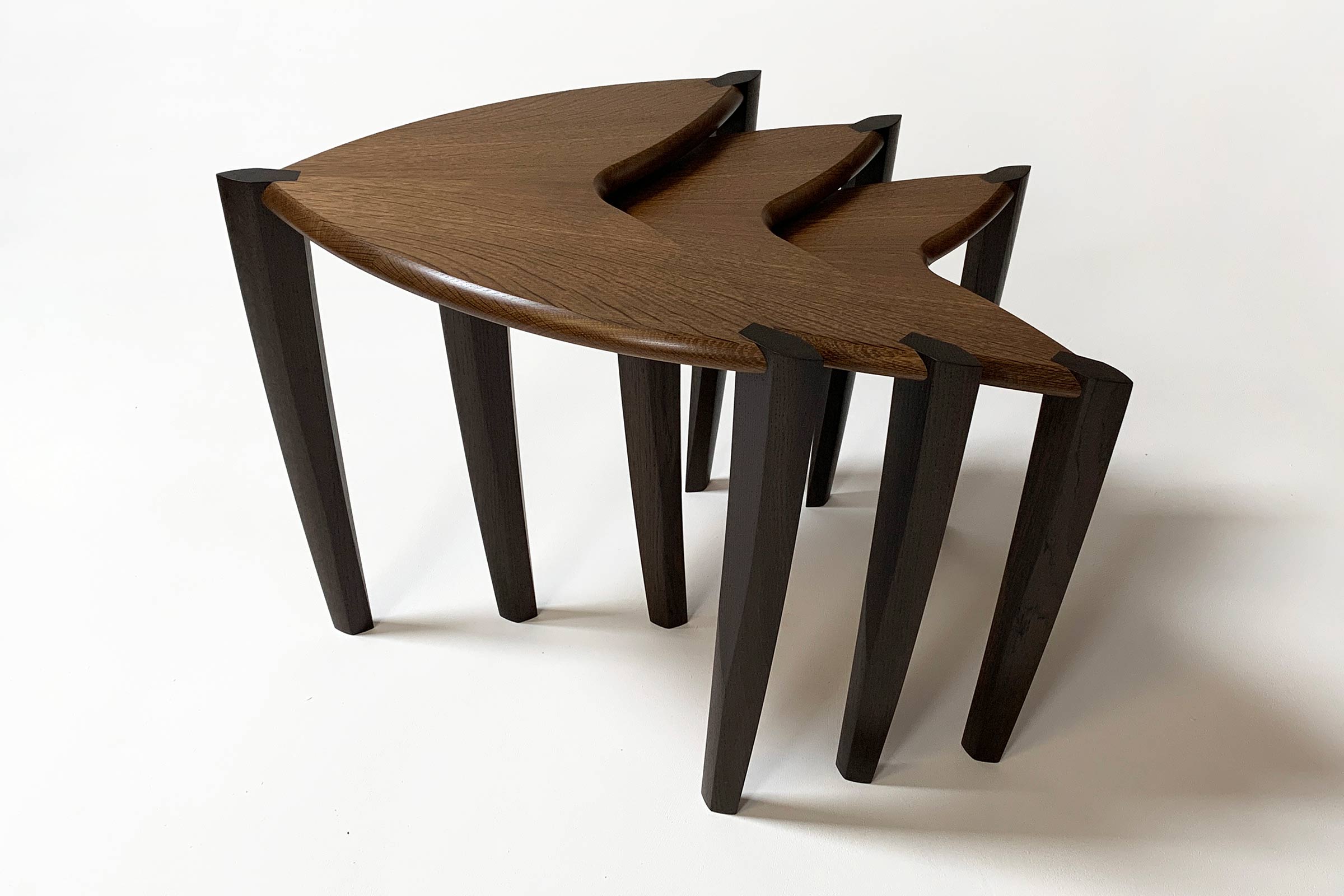 Light and dark fumed oak side tables - Edward Johnson Furniture